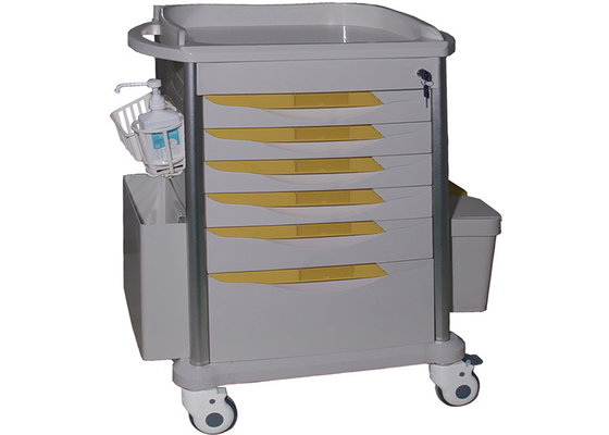 Adjustable 10 Bins ABS Anesthesia Cart , Medical Storage Carts With Wheels