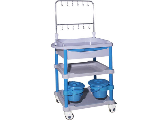Movable Plastic Medical Trolley High Durability ABS Body Customized Styles