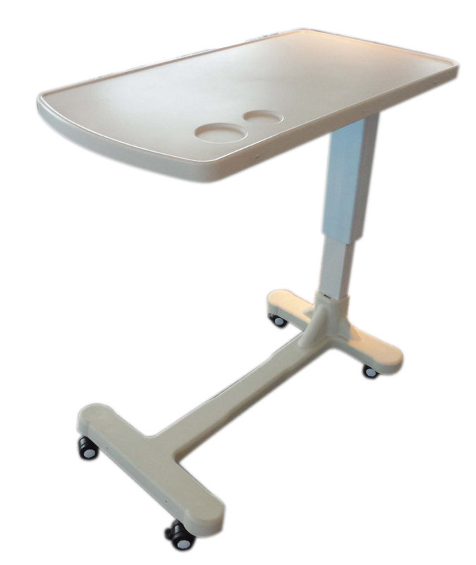PP Hospital Ward Furniture , Hospital Overbed Table Gas Spring Control Height
