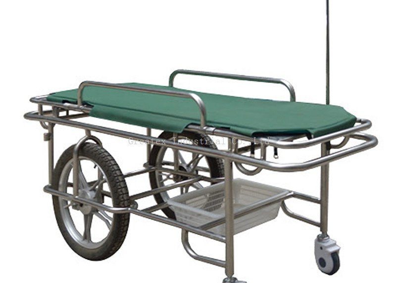 Height Fixed Ambulance Stretcher Trolley 180kg Load Capacity Two Large Wheels