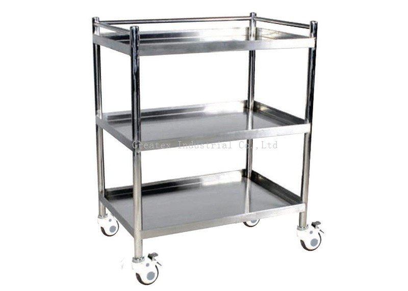 Movable Stainless Steel Food Trolley Hospital 2 / 3 Ties Optional Size With Wheels