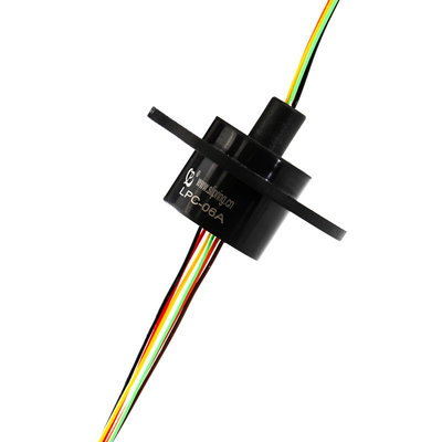 6 Wires 2A Circuits Electric Capsule Slip Ring  with Flange Compact Size and Gold to Gold Contact