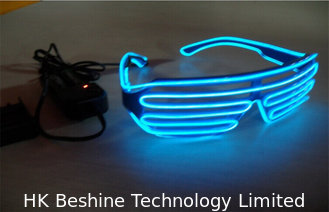 Plastic Shutter Frame Blue EL Wire Sunglasses For Dancing Party / EL Wire Glasses