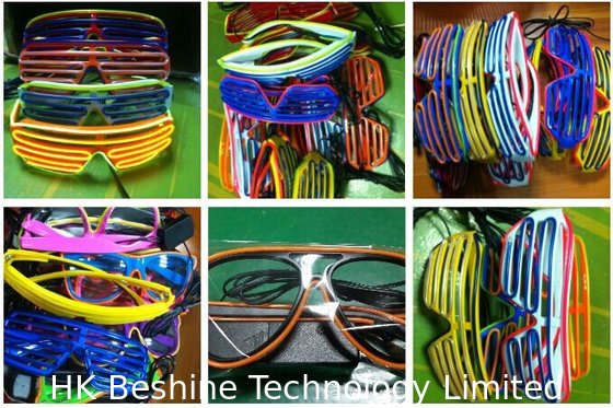2 * AAA Battery Operated Neon Shutter Framed Equalizer EL Glasses With Two Different Wire Colors