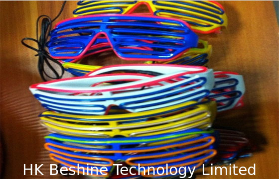 2 * AAA Battery Operated Neon Shutter Framed Equalizer EL Glasses With Two Different Wire Colors