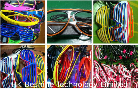 Sound Activated Light Up Double EL Wire Sunglasses / Illuminati Glasses Flashing