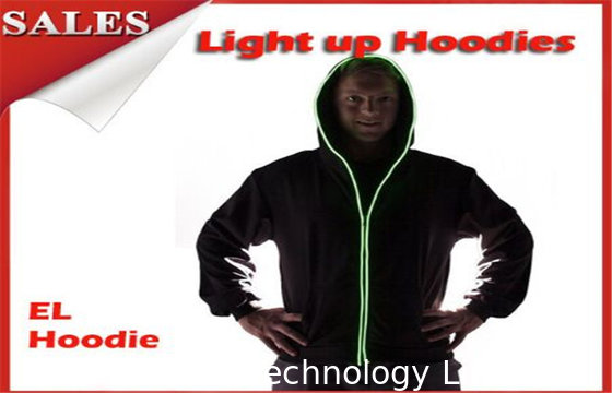 Sound Activated Neon El Wire Light Up Hoodies For Women / Mens