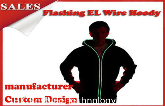 Sound Activated Neon El Wire Light Up Hoodies For Women / Mens
