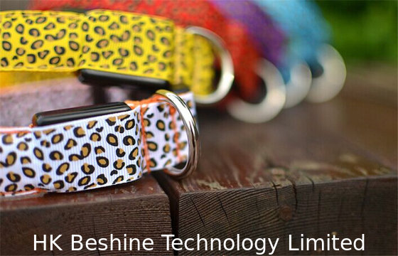 Leopard Printed Blue Lighting Led Dog Collars S M L Size Adjustable