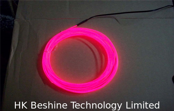 High Luminance Lighting EL Wire Pink / Neon Glowing Strobing Electroluminescent Wire