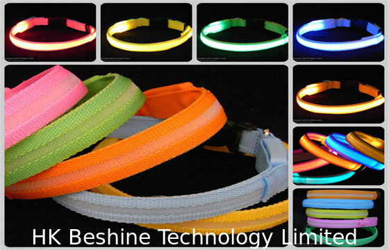 Eco - Friendly Optic Fiber Visible Light LED Pet Collar / Luminous LED Dog Collar