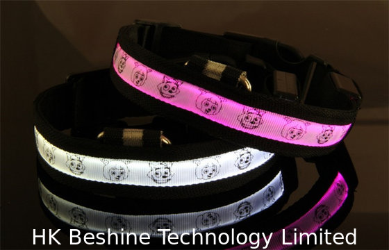 Brightness Blinking LED Pet Collar Powered By Batteries With Custom Logo