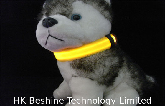 Fluorescent Webbing Glow In The Dark Pet Safe Collar Green , LED Cat Collar