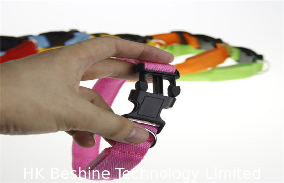 Personalized LED Nylon Webbing Glow Pet Collar , LED Dog Collar Lights