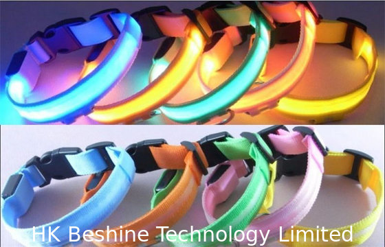 Comfortable Pink LED Flashing Pet Collar Safety Necklace / Light Up Collars For Dogs