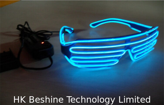 Plastic Shutter Frame Blue EL Wire Sunglasses For Dancing Party / EL Wire Glasses