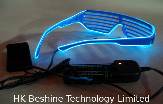 Plastic Shutter Frame Blue EL Wire Sunglasses For Dancing Party / EL Wire Glasses