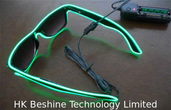 Neon Transparent Green Lighting El Wire Sunglasses / LED Light Up Sunglasses