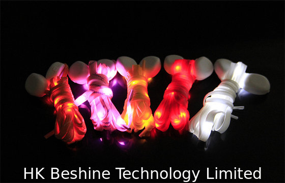 Custom DJ Activity Party Flashing LED Light Up Shoelaces / Ribbon LED Shoe Strings