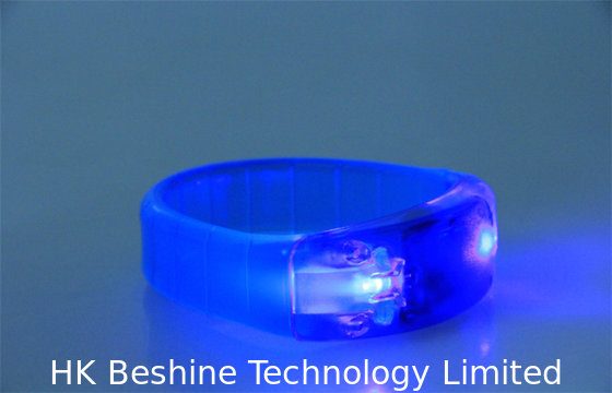 Promotion Gift , Blue PVC Sound Sensor LED Flashing Bracelet / LED Light Wristband