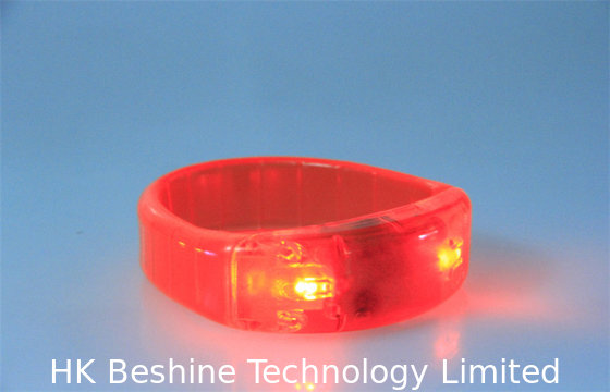 Mix Color PS PVC LED Glow  Sound Activated Bracelets For Women Powered With Coin Battery CE ROHS