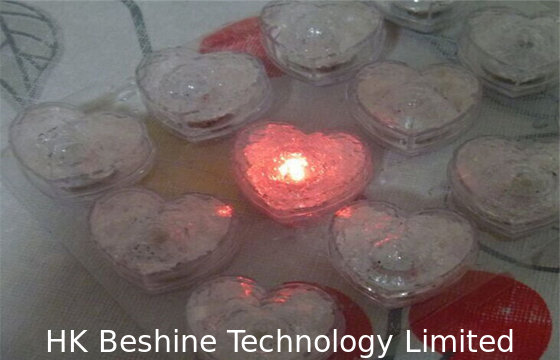 Heart Shaped Liquid Activated Poly-chrome LED Blinking Ice Cube For Wedding