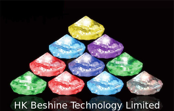 High Bright Reusable Flashing LED Ice Cube Diamond Shaped With Custom Logo Printing