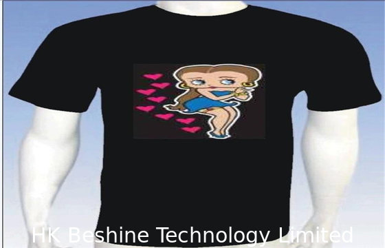 DJ Dance Electroluminescent Products Black T-Shirt With EL Equalizer Panel Lighting