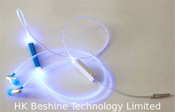 3.5mm Stereo Flashing Light LED Visible Earphone With Microphone / Mic