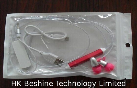 Plastic Blinking LED Wire Earphone Electroluminescent Products Packed By OPP Bag