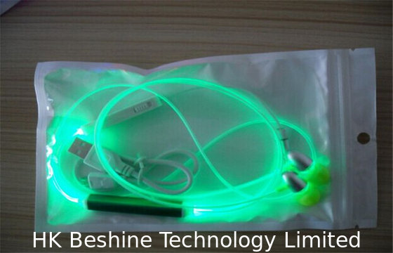 Plastic Blinking LED Wire Earphone Electroluminescent Products Packed By OPP Bag