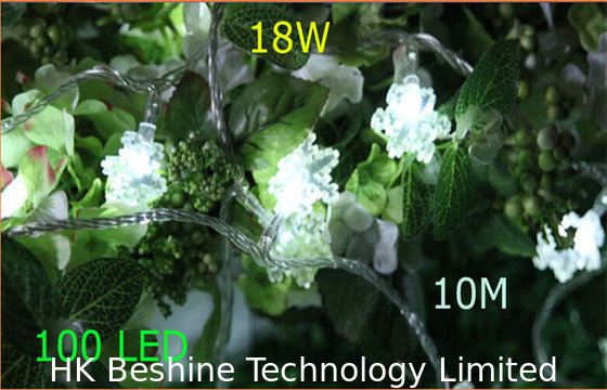 3AAA Battery Operated Green LED String Lights Snowflake Shape For Window Decoration