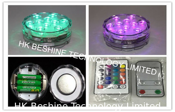 10 Colors LED Submersible Tea Light  Remote Control 3 x  AAA Batteries