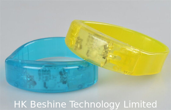 Green PS PVC LED Flashing Bracelet With Button Switch Control
