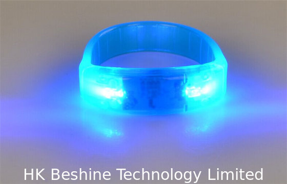 Green PS PVC LED Flashing Bracelet With Button Switch Control