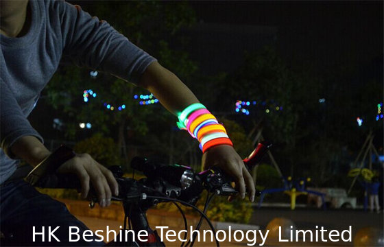 High Brightness LED Flashing Wristband With Optical Fiber Strip Lights