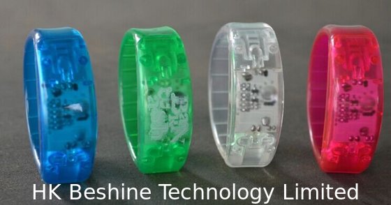 PVC ABS LED Flashing Bracelet Music Activated CE And RoHS Approved