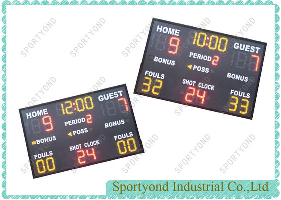 Red Yellow Electronic College Basketball Scoreboard With Wireless RF Console