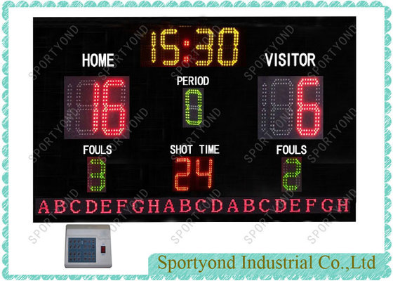 Remote Electronic Basketball Scoreboard , Led Scrolling Message For Sponsor Advertising