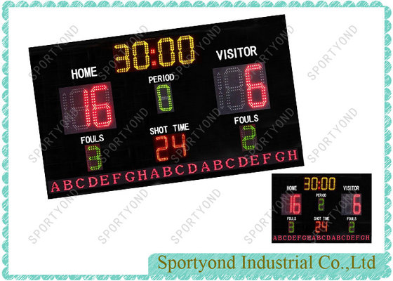 Remote Electronic Basketball Scoreboard , Led Scrolling Message For Sponsor Advertising
