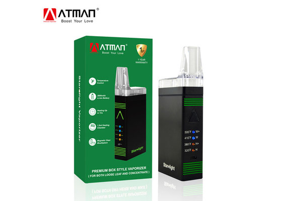 Atman Starlight Professional Portable Dry Herb and Wax Vaporizer kits with 2800mAh battery and Magnet mouthpiece,black