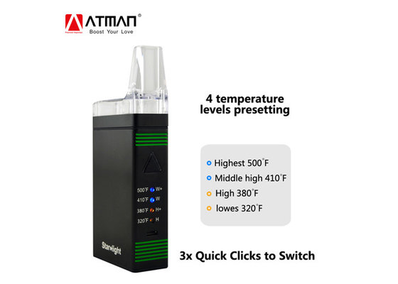 Atman Starlight Professional Portable Dry Herb and Wax Vaporizer kits with 2800mAh battery and Magnet mouthpiece,black