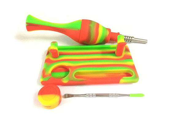 Food-grade silicone,Silicone Nectar Collector WAX kits with Titanium nail and Wax container,multiple colors