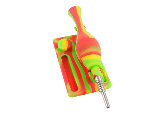 Food-grade silicone,Silicone Nectar Collector WAX kits with Titanium nail and Wax container,multiple colors