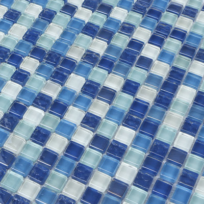 300x300mm bathroom glass stone mosaic tile,mosaic wall tiles,blue color supplier