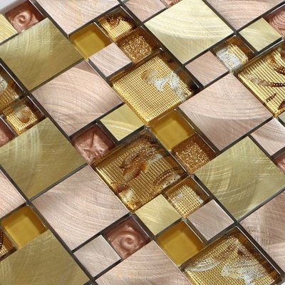 300x300mm glass mosaic tile sheets,aluminum mosaic wall tile,golden color supplier
