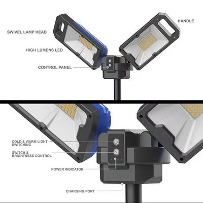 4500lm Heavy duty aluminum rechargeable portable tripod light IPX4 tripod work light