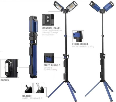 4500lm Heavy duty aluminum rechargeable portable tripod light IPX4 tripod work light