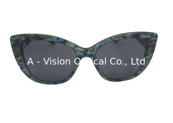 Cateye acetate sunglasses Men Women special green pattern UV 100% supplier
