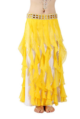 Elegant Two row crystals chiffon tribal belly dance skirts for women
